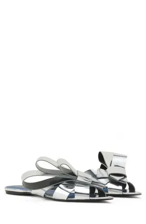 LANVIN Cadeau Mule Flats In Metallic Leather