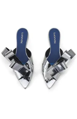 LANVIN Cadeau Mule Flats In Metallic Leather