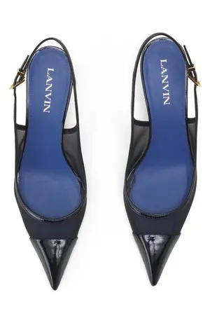 LANVIN Nocturne Slingback In Mesh And Patent Leather