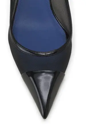 LANVIN Nocturne Slingback In Mesh And Patent Leather