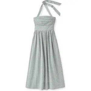 CARTOLINA Chalmers Gingham Halter Midi Dress - Moss