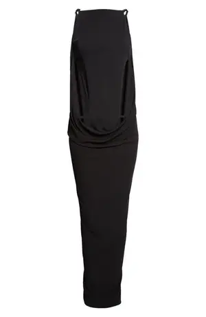 COURREGES Draped Wool Stretch Crepe Cutout Maxi Dress