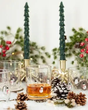 JEANNE FITZ Snowman Icon Glass