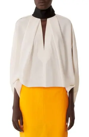 LANVIN Asymmetrical Midi Skirt In Paper And Viscose - Mandarin