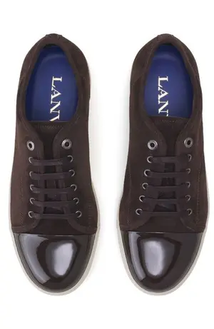 LANVIN Dbb1 Patent Leather And Suede Sneakers - Brown
