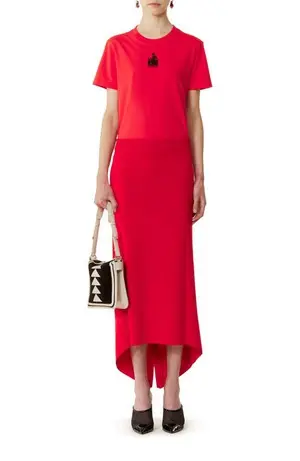 LANVIN Merino Wool Buttoned Long Skirt - Red