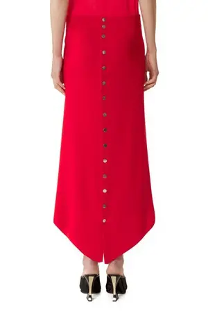 LANVIN Merino Wool Buttoned Long Skirt