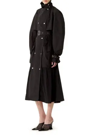 LANVIN Bi-material Trench Coat In Silk Faille And Charmeuse