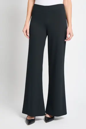 Ming Wang Stretch Deco Crepe Wide-leg Pants - Black