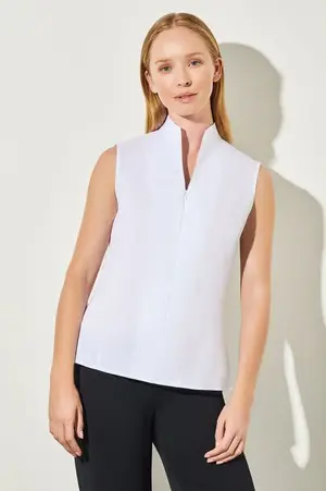 Ming Wang Sleeveless Woven Shell - White