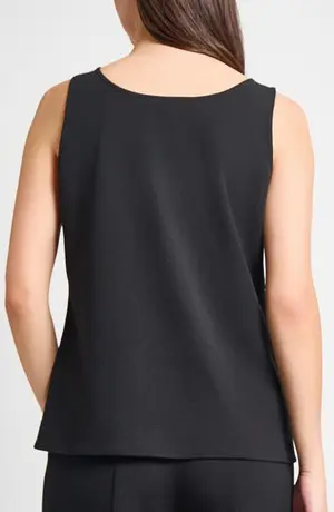 Ming Wang Deco Scoop Neck Stretch Crepe Tank