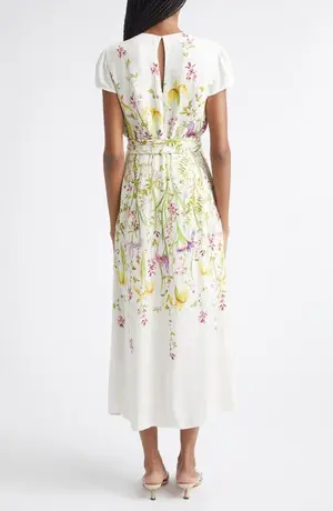 REISS Lyra Floral Print Crepe Maxi Dress