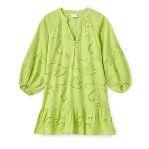 CARTOLINA Selwin Eyelet Mini Dress - Chartruese