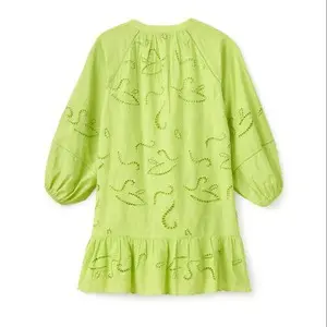 CARTOLINA Selwin Eyelet Mini Dress - Chartruese