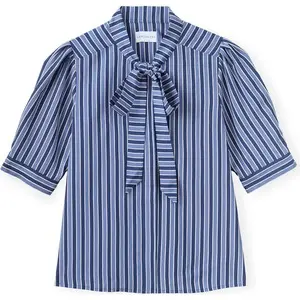 CARTOLINA Peggy Neck-tie Blouse - Blue