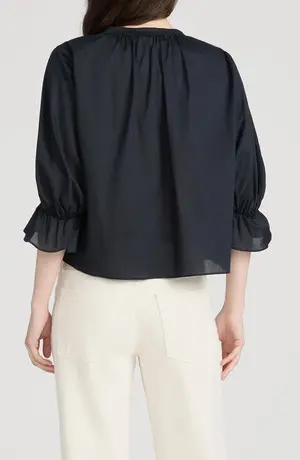 FRAME Poet Ruffle Sleeve Cotton Top