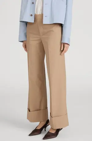 FRAME High-waisted Wide Leg Palazzo Pants - Khaki