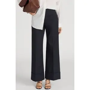 FRAME FRAME High-Waisted Wide Leg Palazzo Pants Navy