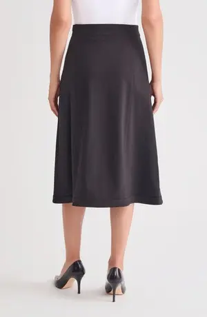 Misook Ponte Front Slit Midi Skirt