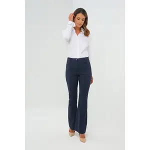 Anatomie Katya Ultralight Flare Pants With Pintucking - Navy