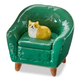 TAG Orange Cat Chair Lidded Trinket Box Multi Earthenware Everyday