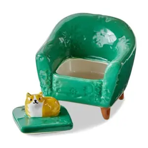 TAG Orange Cat Chair Lidded Trinket Box Multi Earthenware Everyday