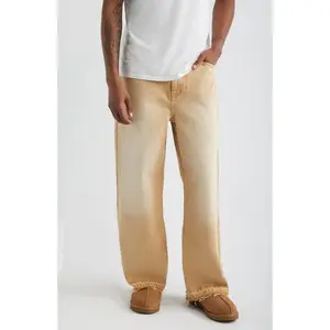 ELWOOD Released Hem Baggy Denim Pants - Khaki