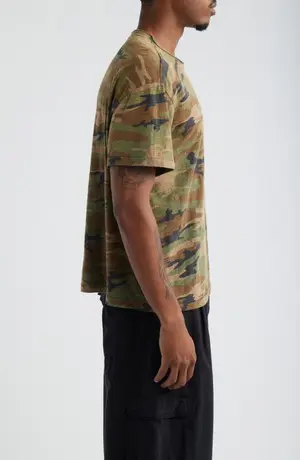 ELWOOD Slub Print Cotton Crewneck T-shirt - Camo
