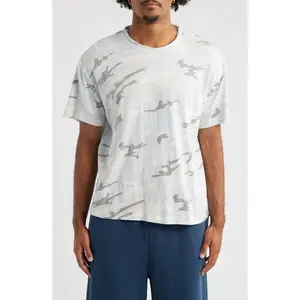ELWOOD Slub Print Cotton Crewneck T-shirt - Soft Blue Camo