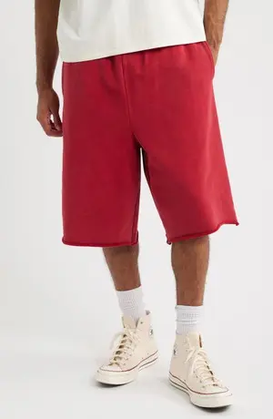 ELWOOD Relaxed Fit Cut-off Sweatshorts - Red