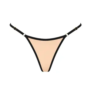 IVY SWIMWEAR Rosella Bikini Bottom With Contrast Trim And Gold Hardware - Black