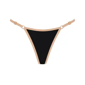 IVY SWIMWEAR Rosella Bikini Bottom With Contrast Trim And Gold Hardware Black