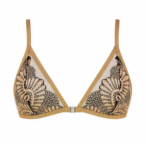 IVY SWIMWEAR Bianca Lace Embellished Bikini Top - Brown