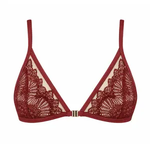 IVY SWIMWEAR Bianca Lace Embellished Bikini Top - Red