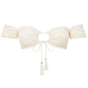 IVY SWIMWEAR Lani Off-the-shoulder Lace Bikini Top - Cream