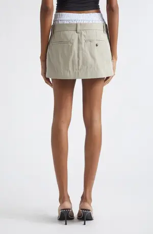 Alexander Wang Pleated Miniskirt With Boxer Underlay - Stone