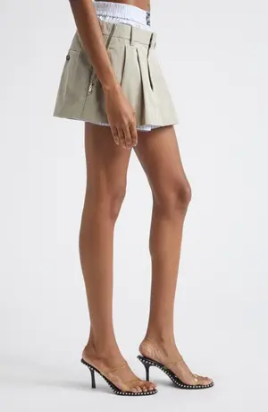 Alexander Wang Pleated Miniskirt With Boxer Underlay - Stone