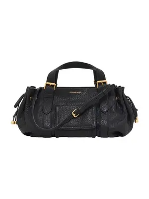Gerard Darel Leather Shoulder Bag With Top Handle - Black