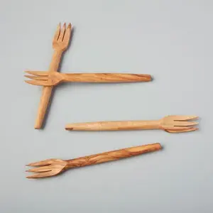 BE HOME Wood Cocktail Forksset Of 4