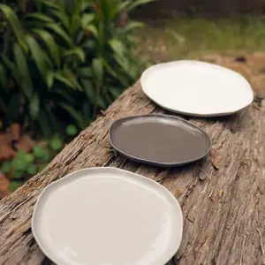 BE HOME Tam Stoneware Flat Side Plateset Of 4 - Slate