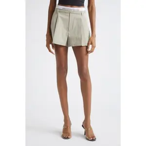 Alexander Wang Pleated High Waist Shorts - Stone