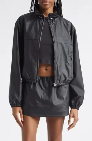 Alexander Wang Shrunken Leather Track Jacket - Black