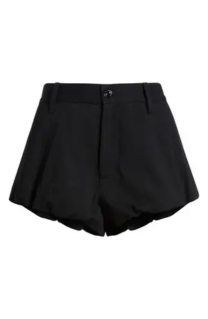FRAME Shell Bubble Hem Denim Shorts - Black