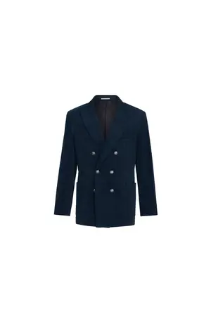 Brunello Cucinelli Sea Island Cotton Narrow Wale Corduroy Deconstructed Blazer - Blue