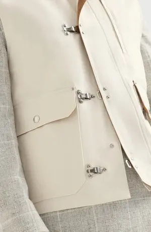 Brunello Cucinelli Cotton And Linen Canvas Vest With Suede Inserts And Hook Fastening