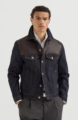 Brunello Cucinelli Paneled No-fade Denim Four-pocket Jacket - Blue