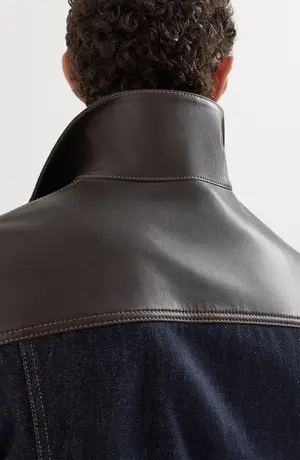 Brunello Cucinelli Paneled Denim And Leather Jacket