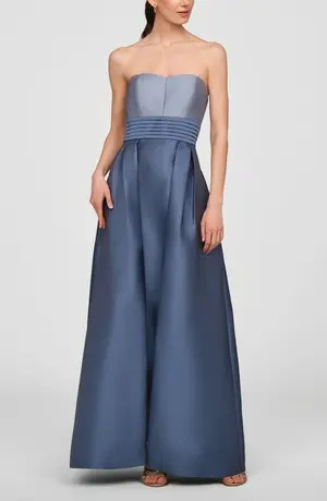 KAY UNGER Strapless Two-tone Mikado Gown