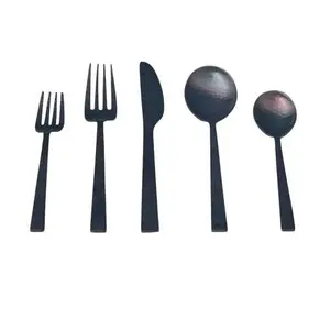 BE HOME Hammered Flatware Set - Black