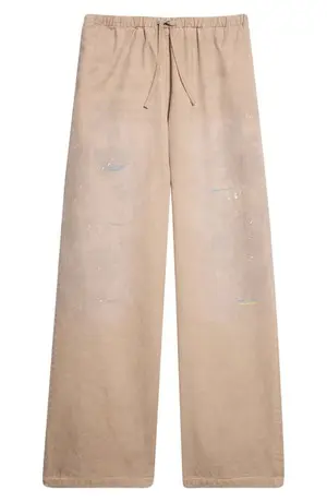 Acne Studios Plott Peached Washed Twill Wide Leg Pants - Light Beige